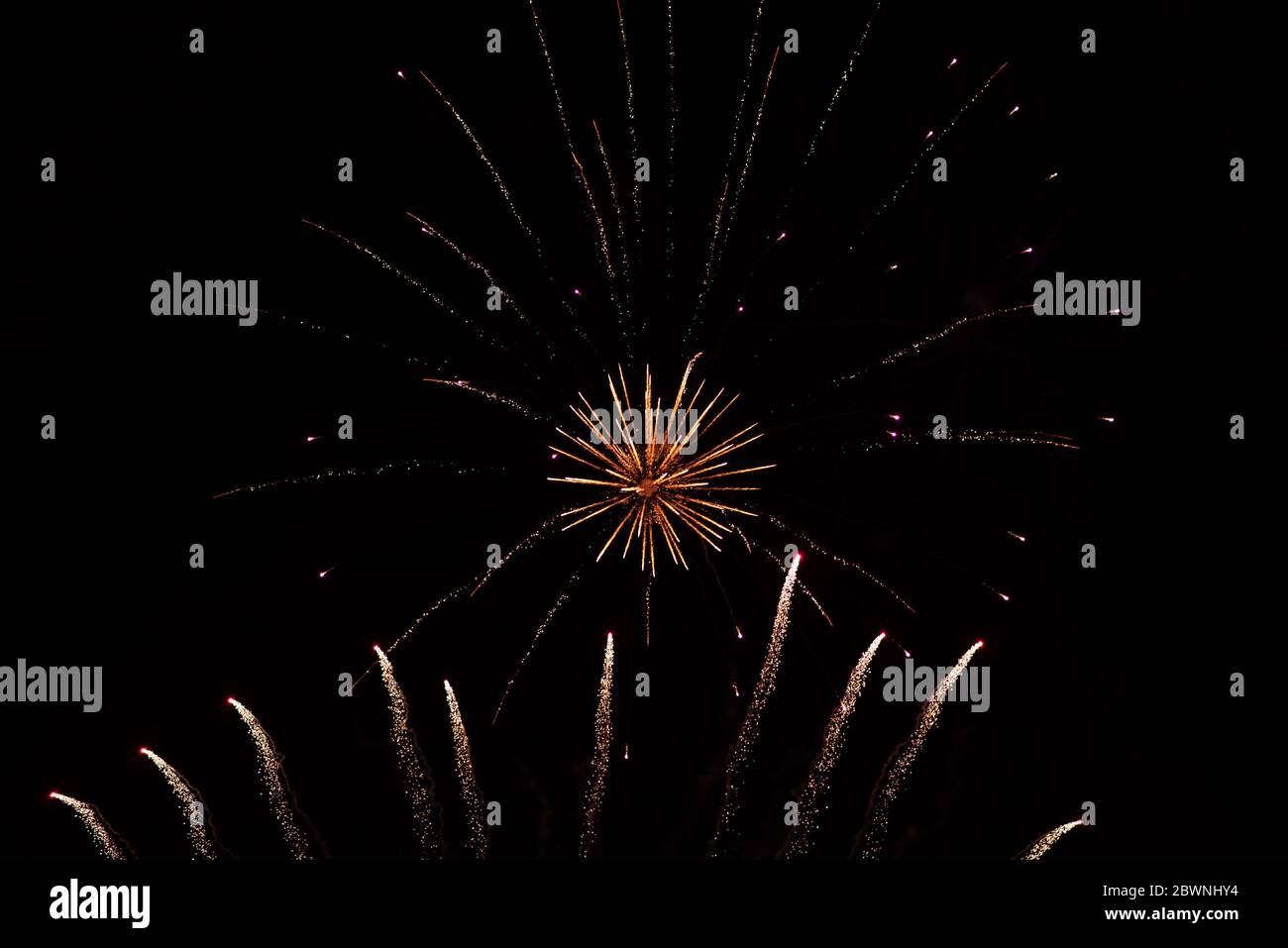 An explosion of fireworks, smoke and light Stock Photo - Alamy