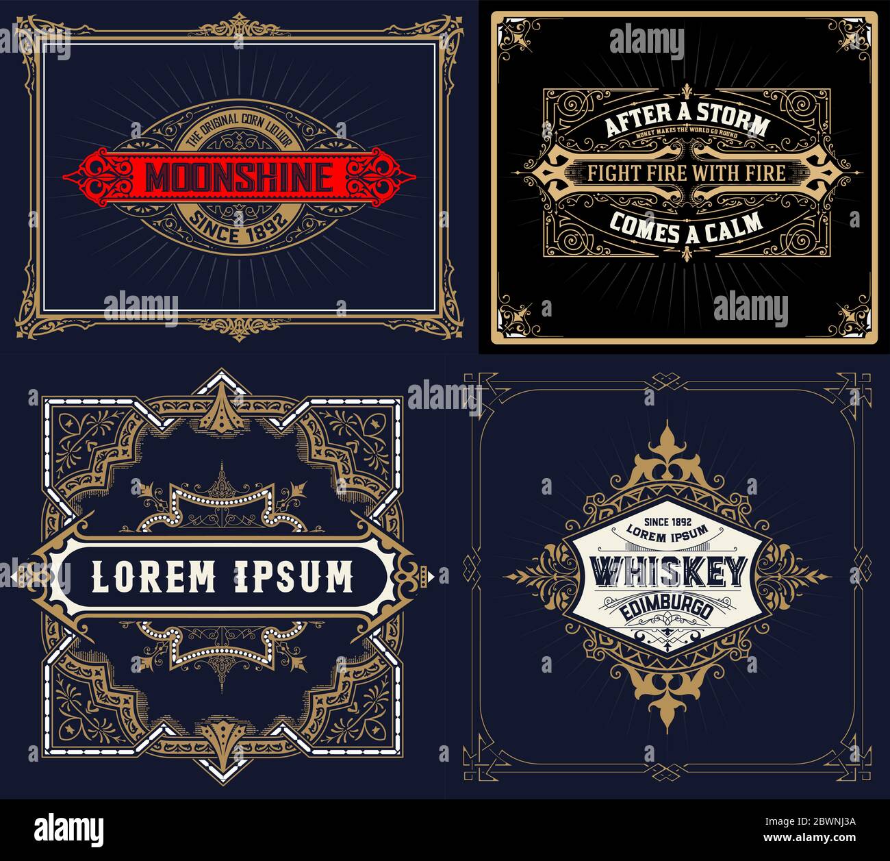 Set of 4 vintage cards. Vector layered Stock Vector Image & Art - Alamy