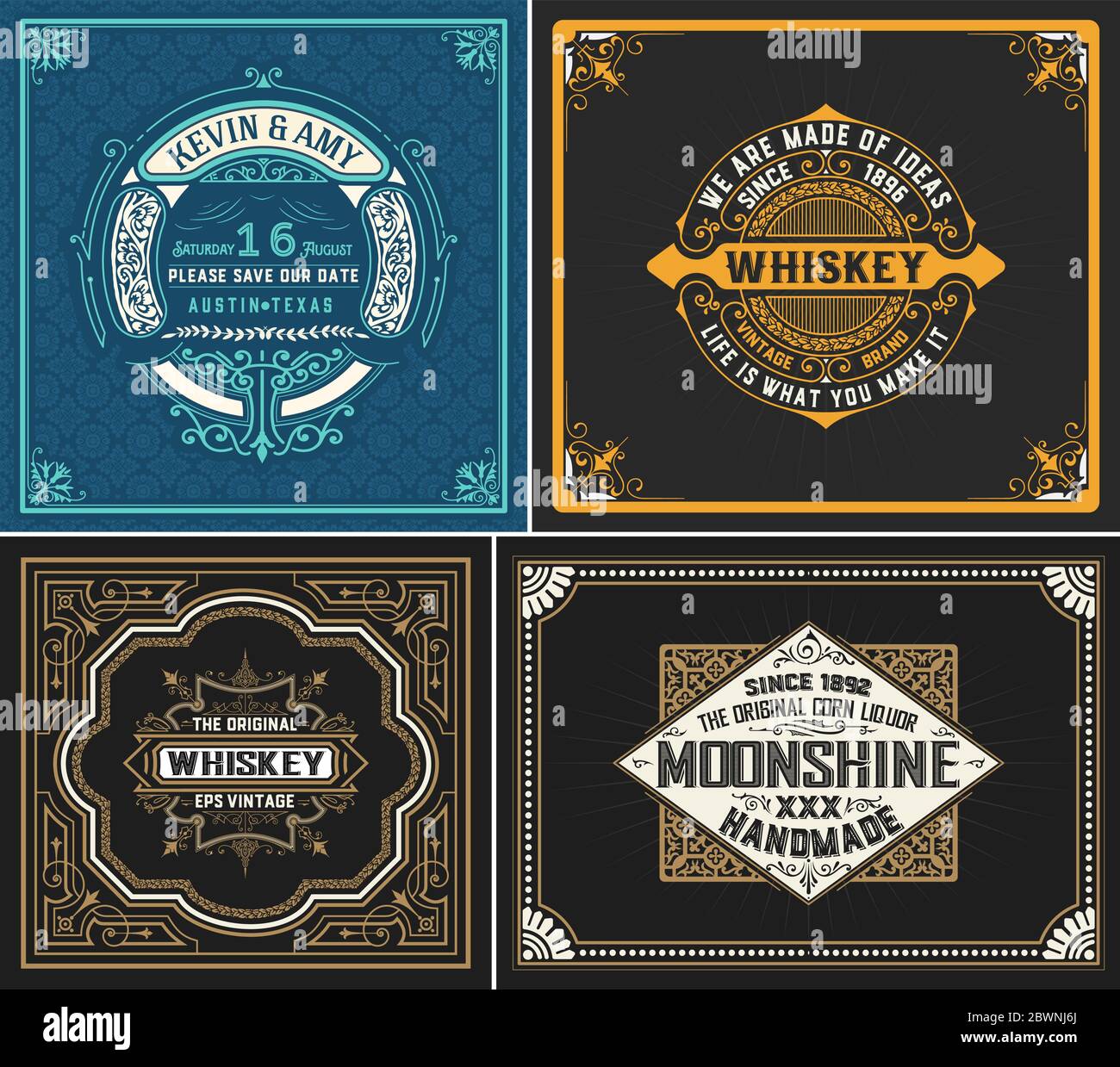 Set of 4 vintage labels. Vector layered Stock Vector Image & Art - Alamy