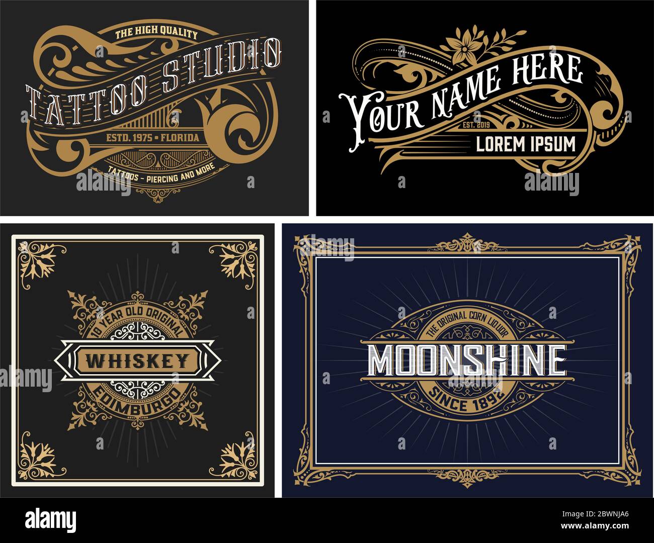 Set of 4 vintage Logos. Vector layered Stock Vector Image & Art - Alamy