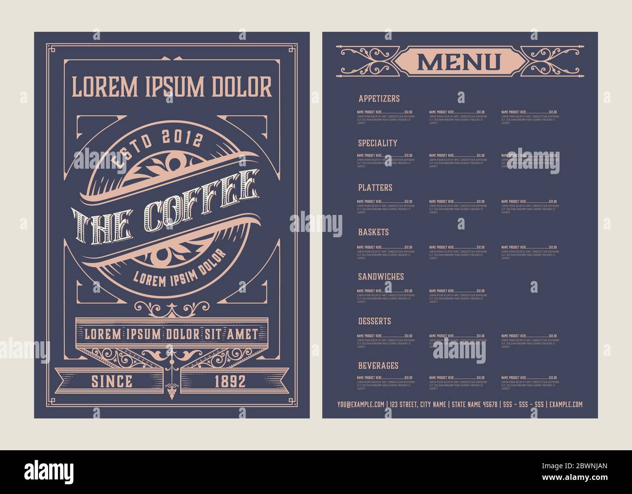 Coffee Shop Menu template. Vintage style Stock Vector Image & Art - Alamy
