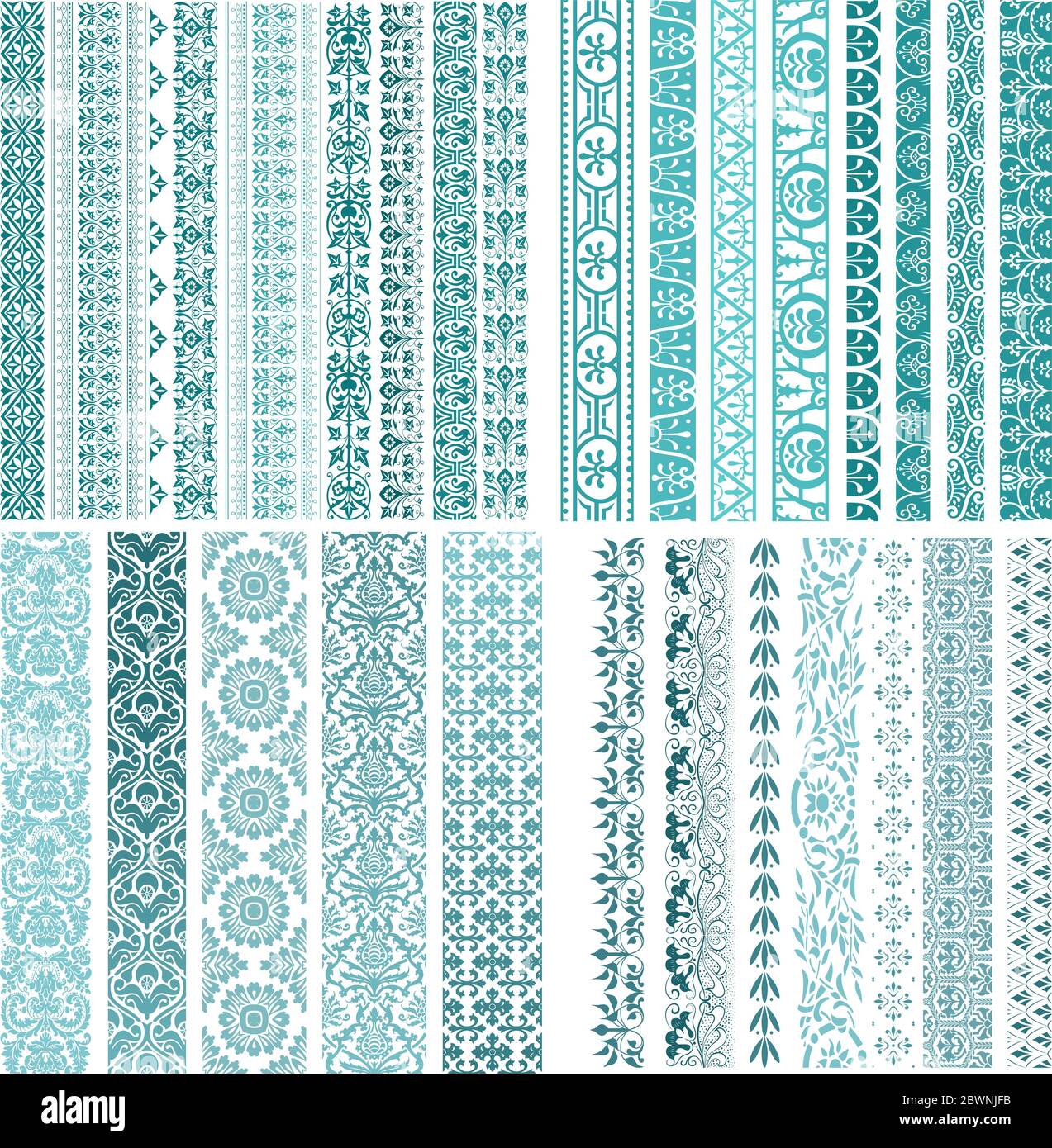 Mega set of border patterns with floral details Stock Vector Image ...