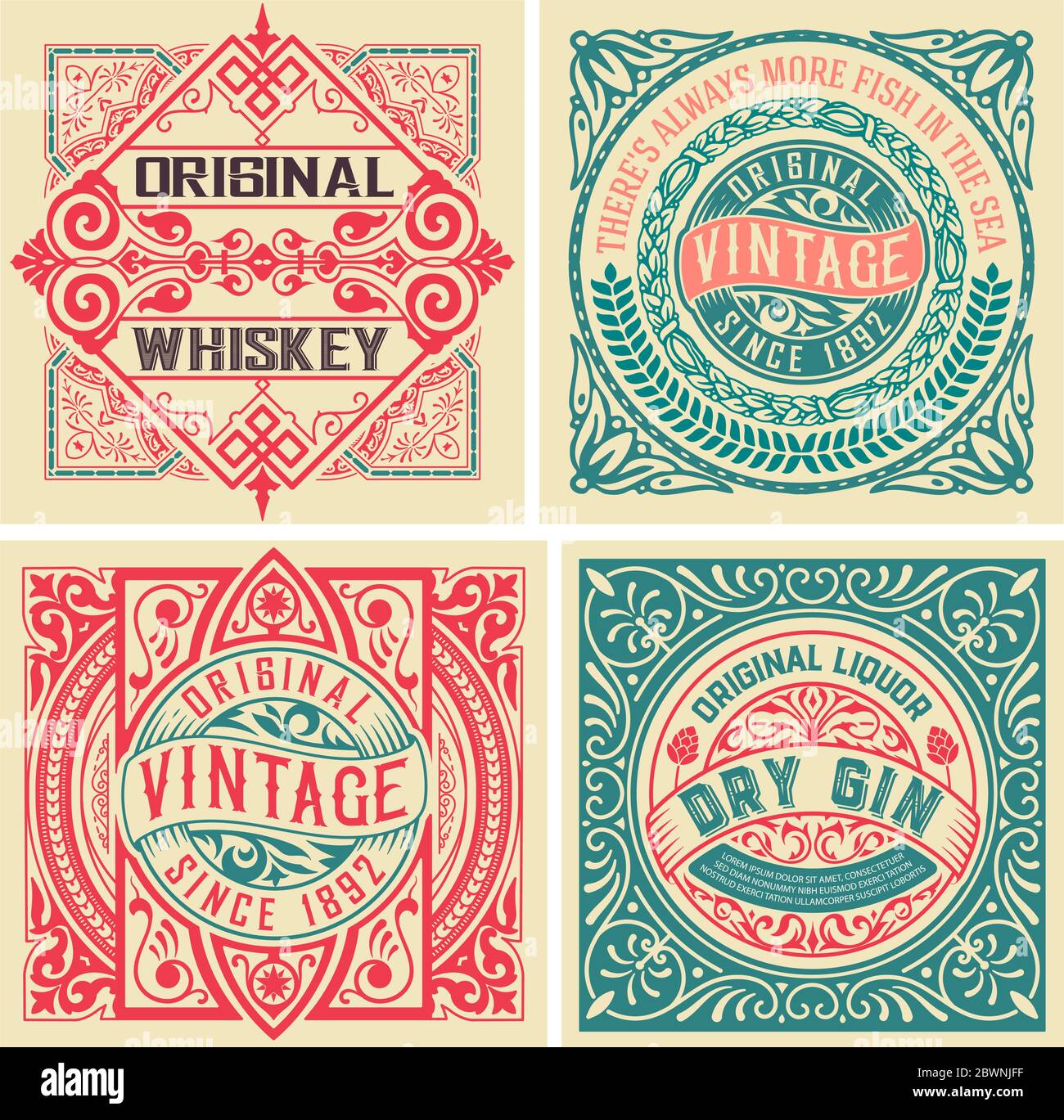 Set of 4 vintage labels. Vector layered Stock Vector Image & Art - Alamy