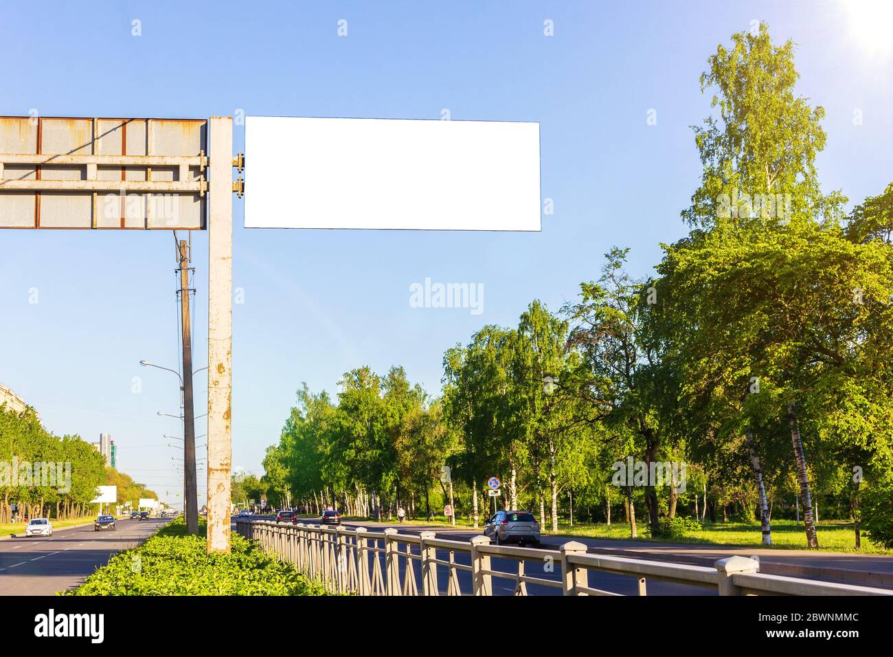 highway banner billboards information isolated in perspective urban ...