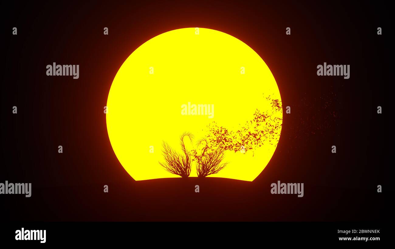 Silhouette of a tree in a shape of a swan. Eco Concept. 3D rendering ...