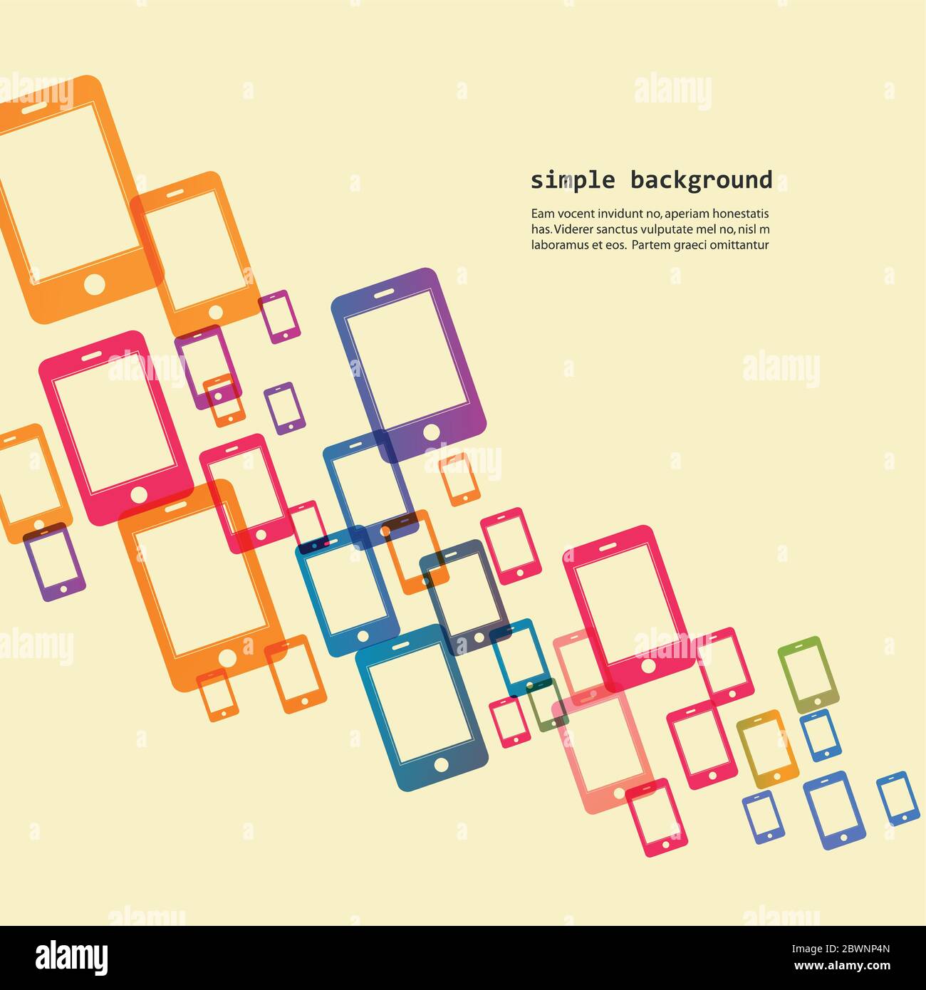 Vector illustration. Bright smartphones white background Stock Vector ...