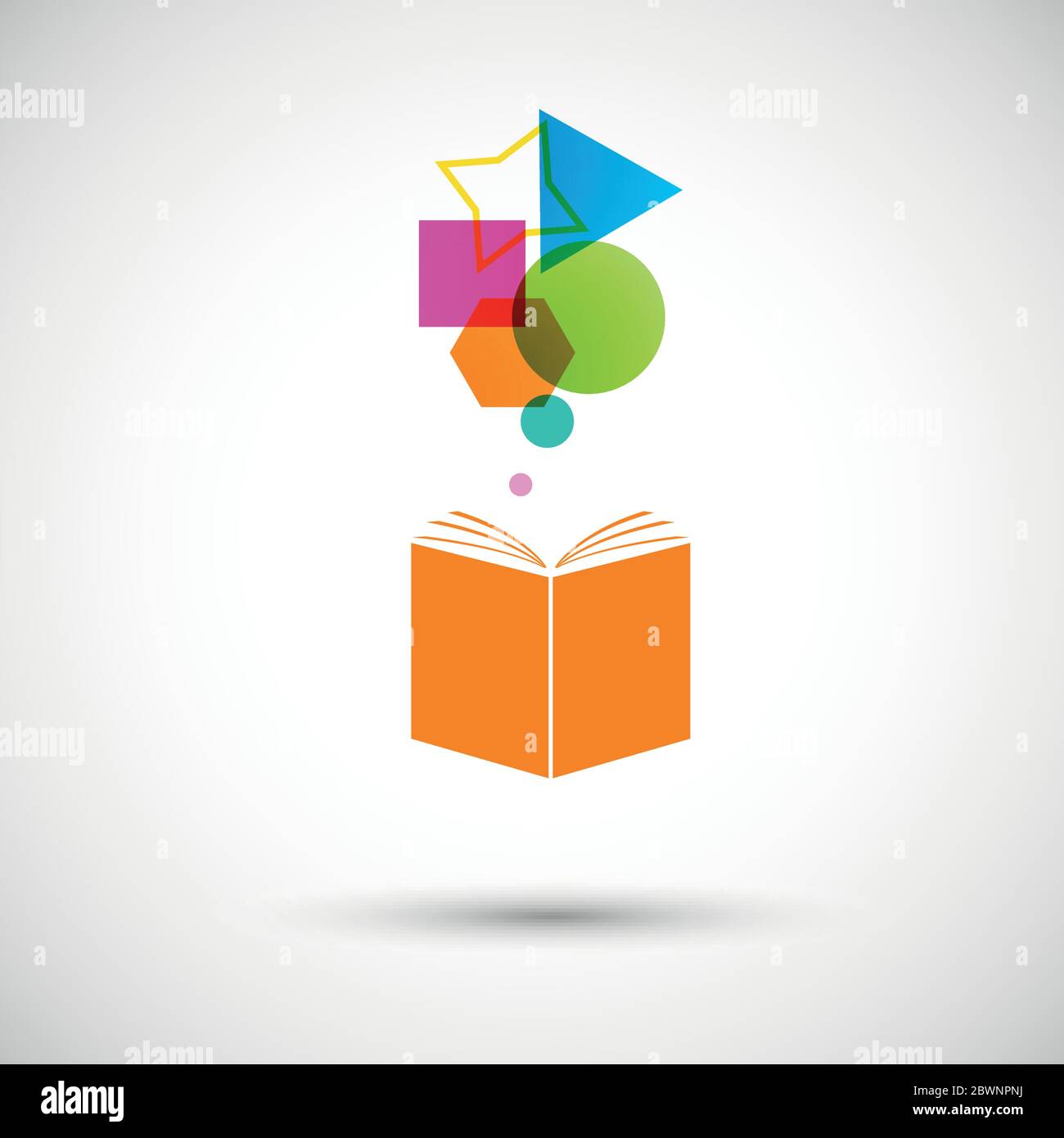 Vector orange book with bright geometric shapes white background Stock ...
