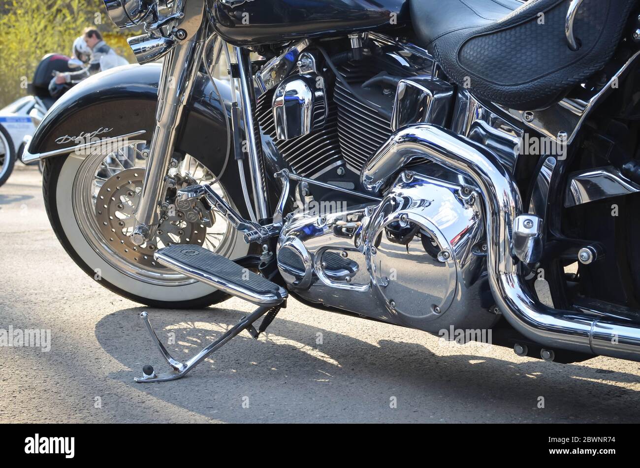 Photo of the black vintage custom motorcycle Stock Photo - Alamy