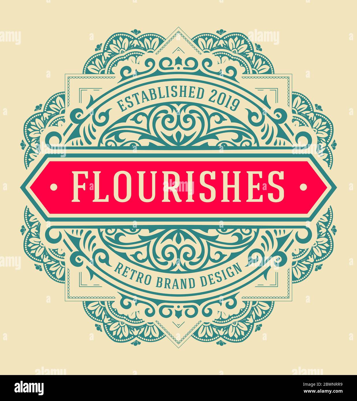 Vintage logo with floral details Stock Vector Image & Art - Alamy