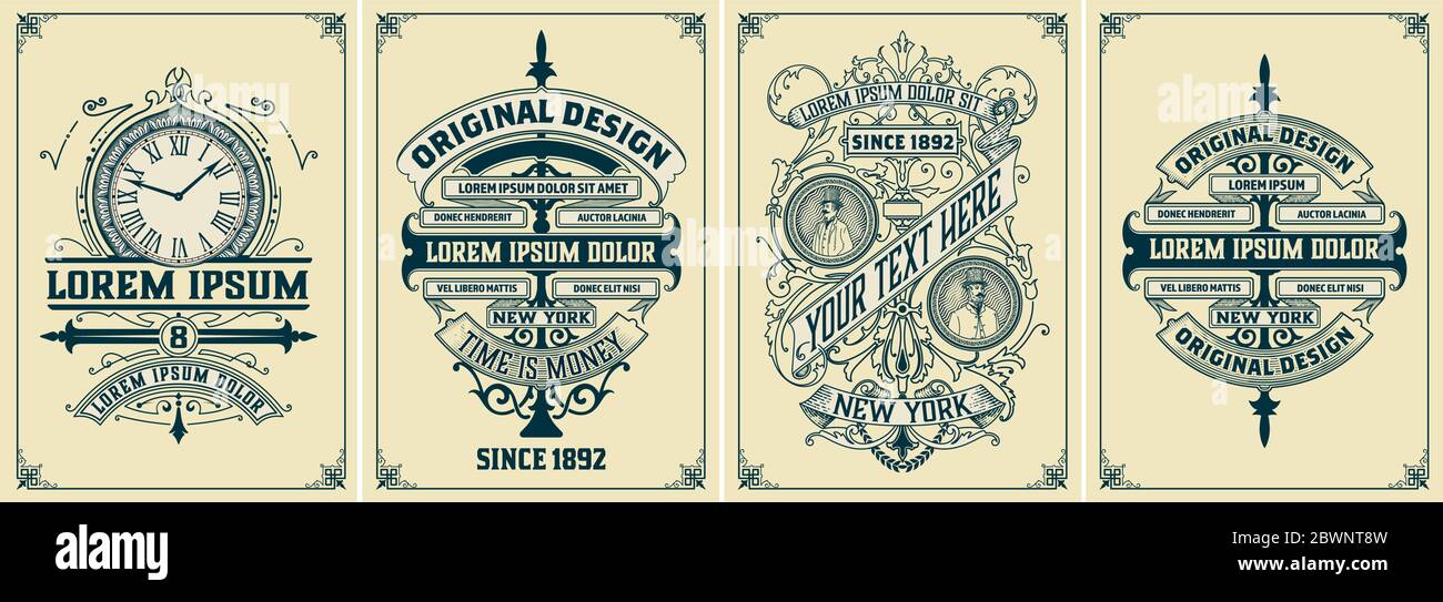 Set of Baroque designs with ornamental elements Stock Vector Image ...