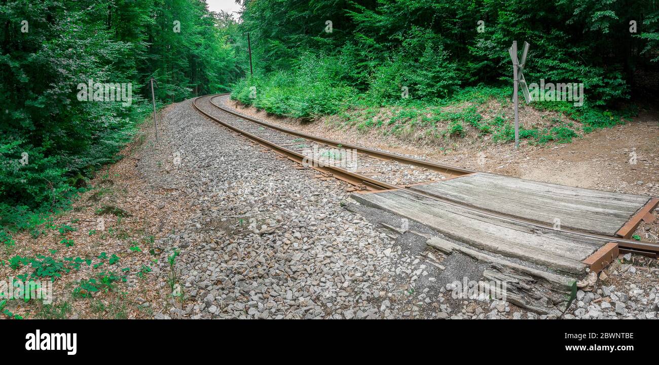 Curvy train tracks in the Bavarian forest near Spiegelau in Lower ...