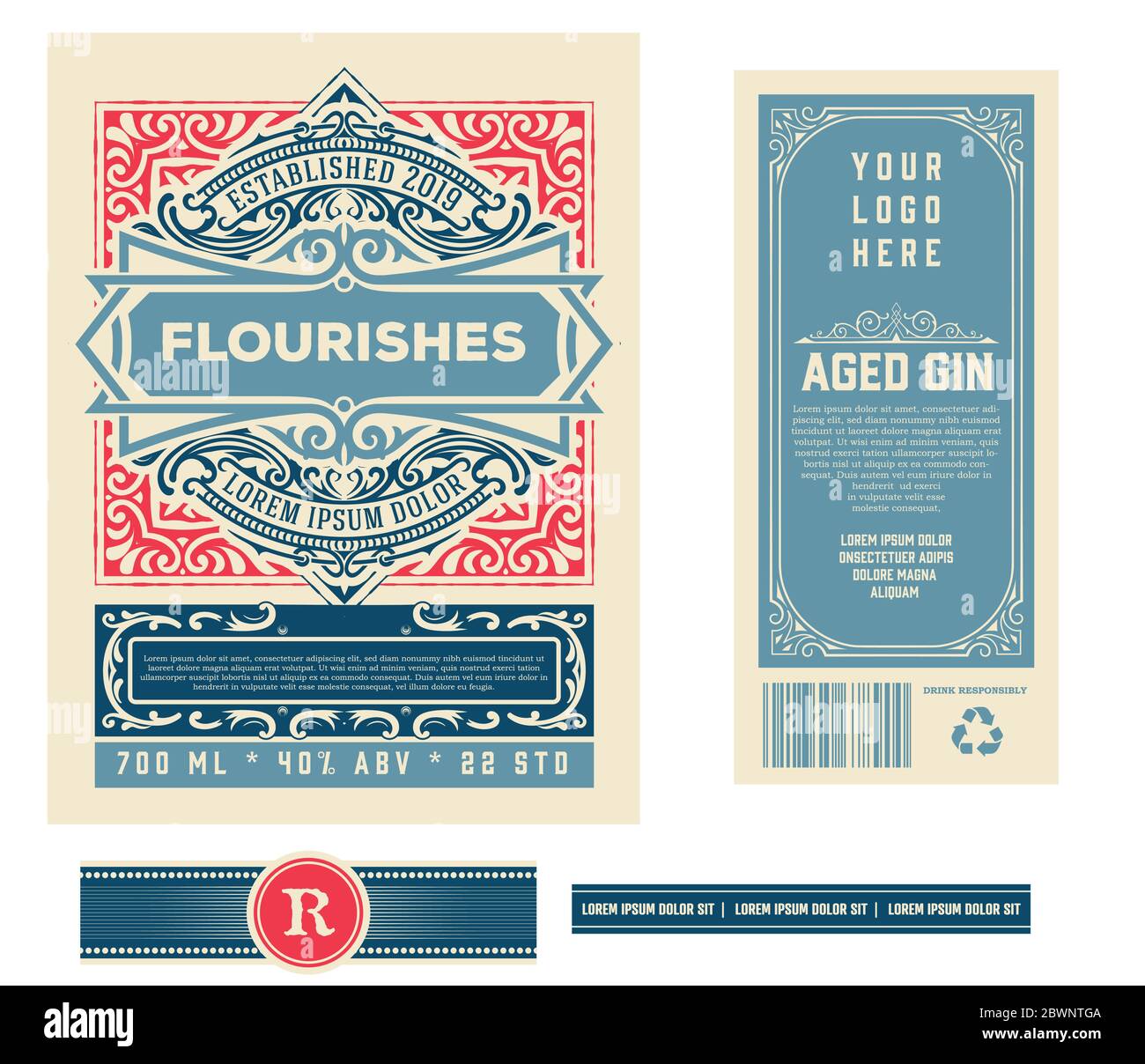 Vintage Gin label. Vector layered Stock Vector Image & Art - Alamy