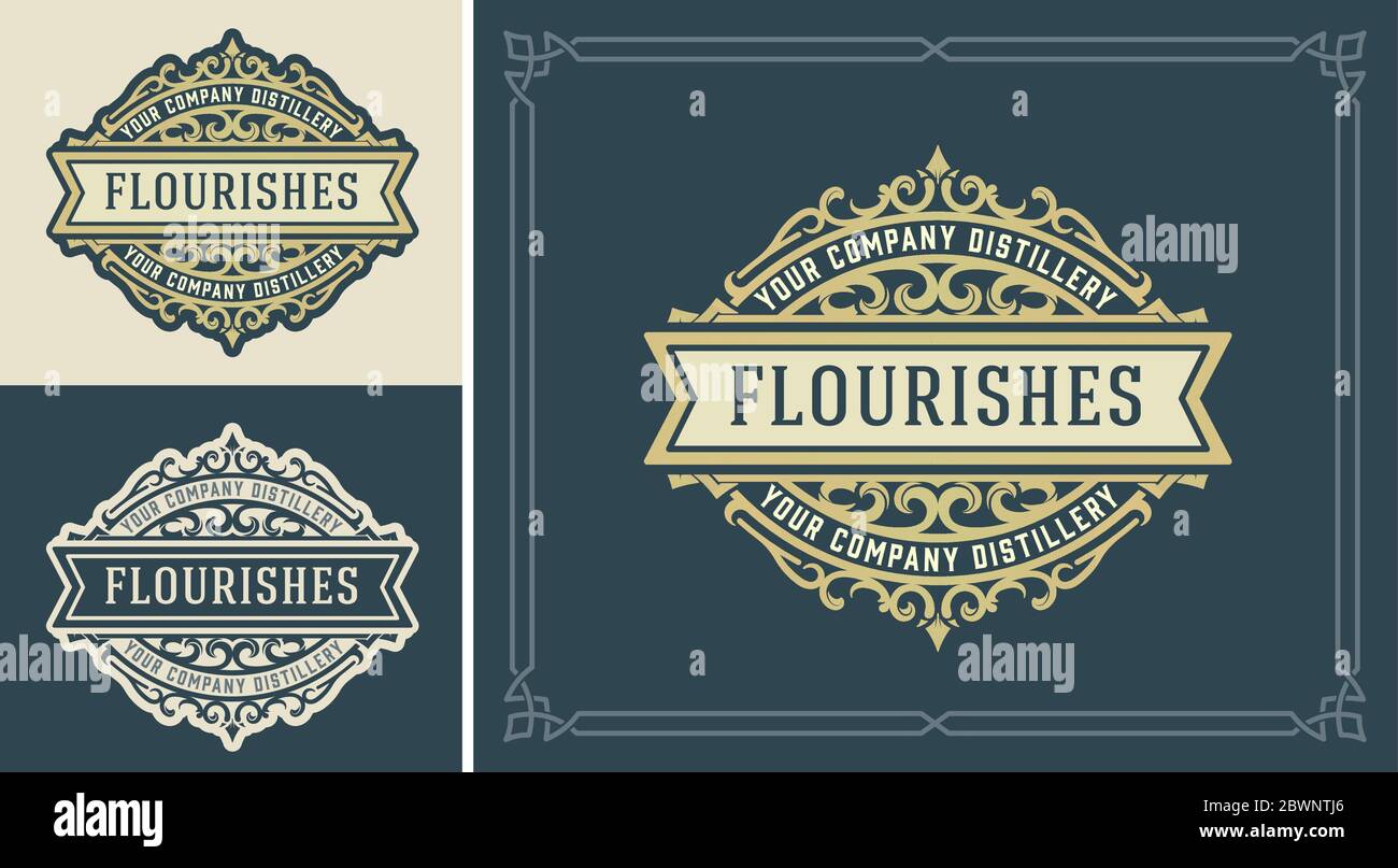 Vintage Logo or Banner Layout with ornamental elements Stock Vector ...