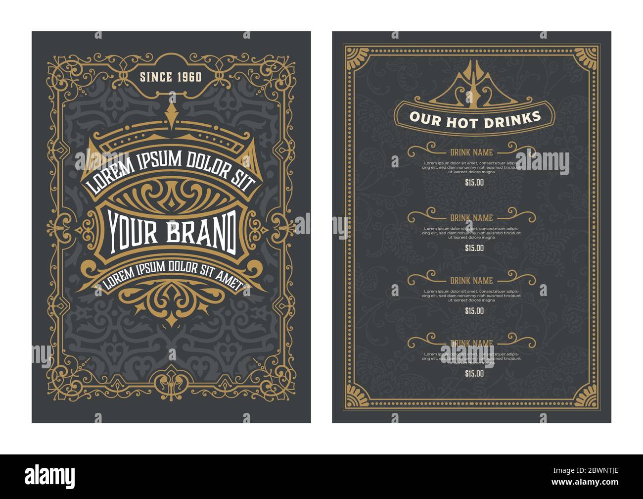 Vintage Menu with classic and premium ornaments Stock Vector Image ...