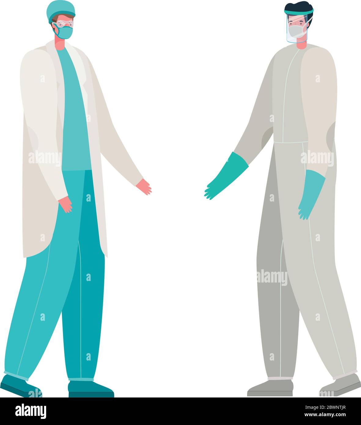 Men doctors with protective suit and mask vector design Stock Vector ...