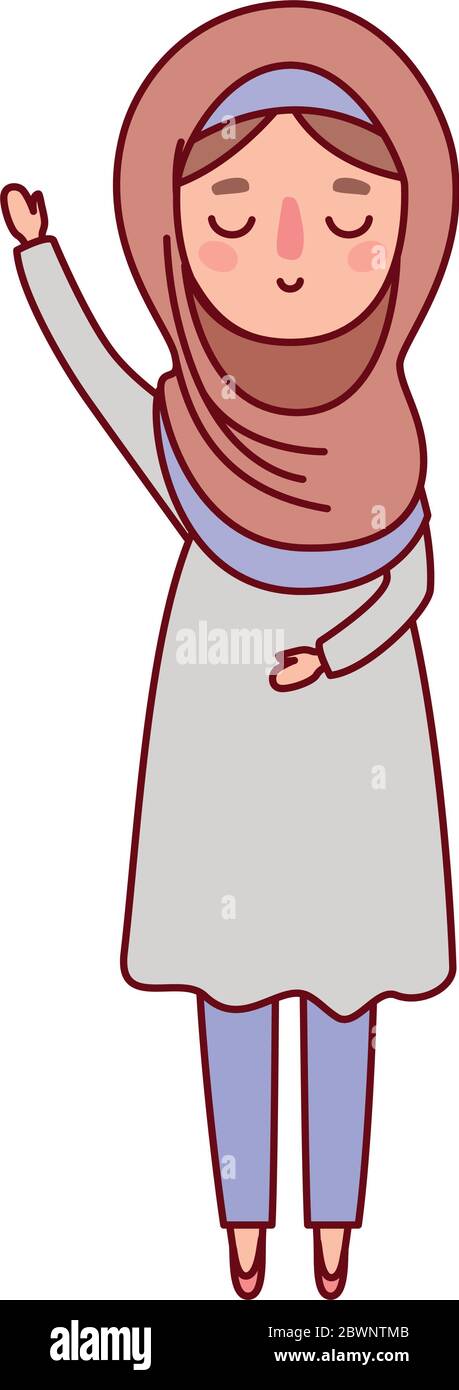 Muslim woman cartoon with traditional cloth vector design Stock Vector ...