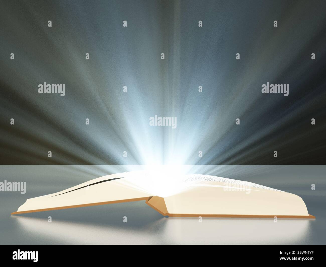 Book with light. 3D rendering Stock Photo - Alamy