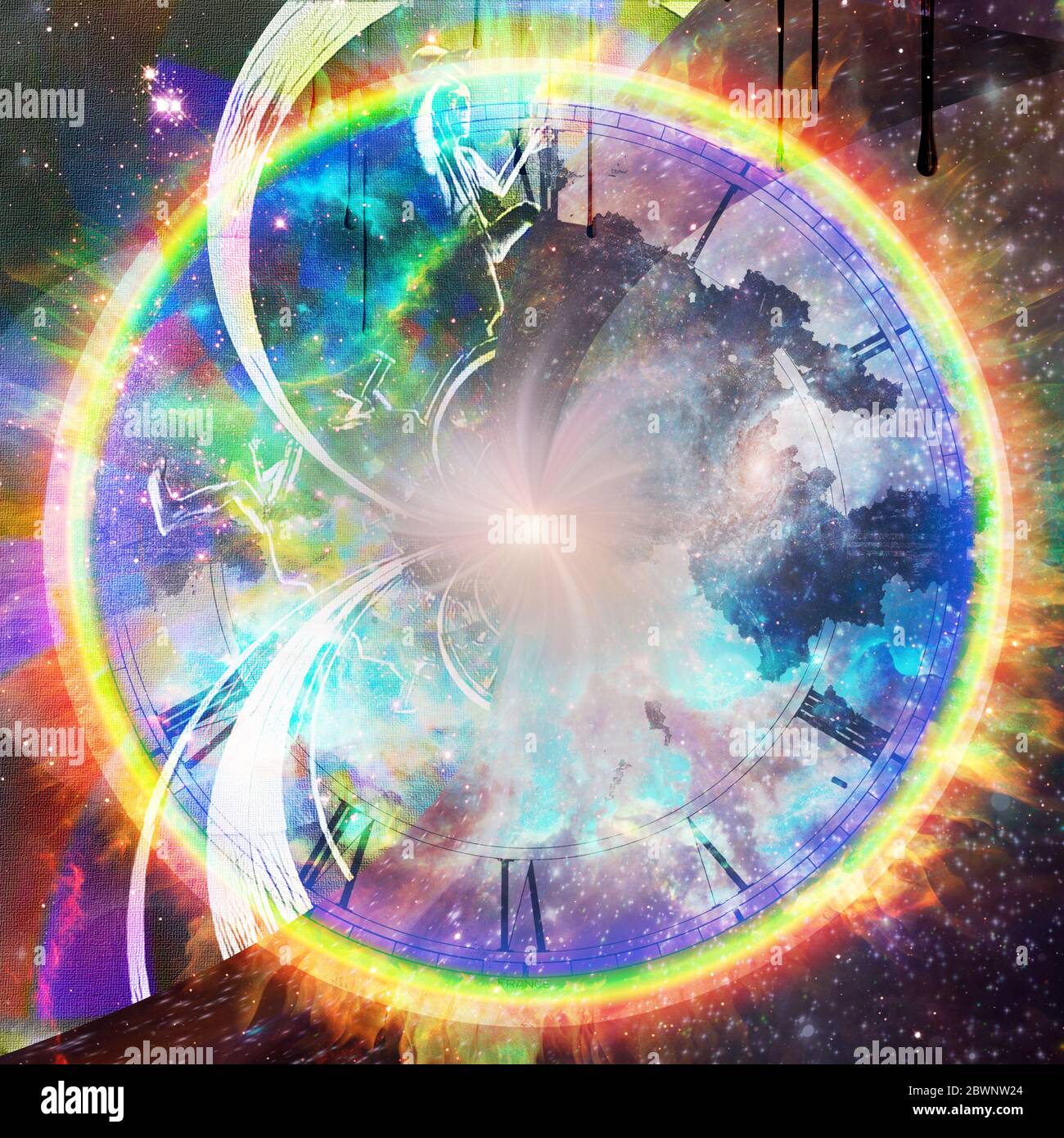 Time. Modern abstract art. Clock face and vivid light Stock Photo - Alamy