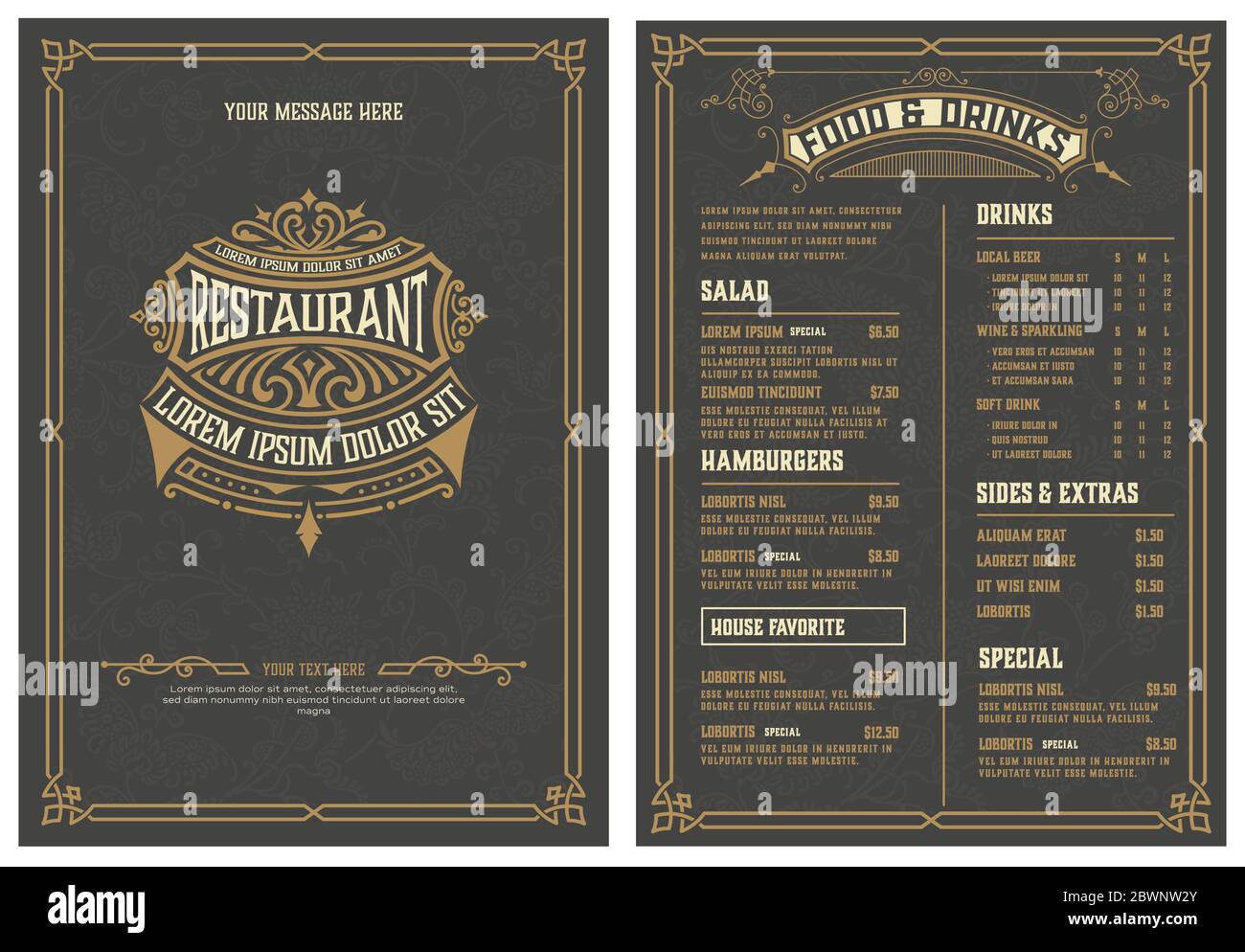 Vintage Menu with classic and premium ornaments Stock Vector Image ...