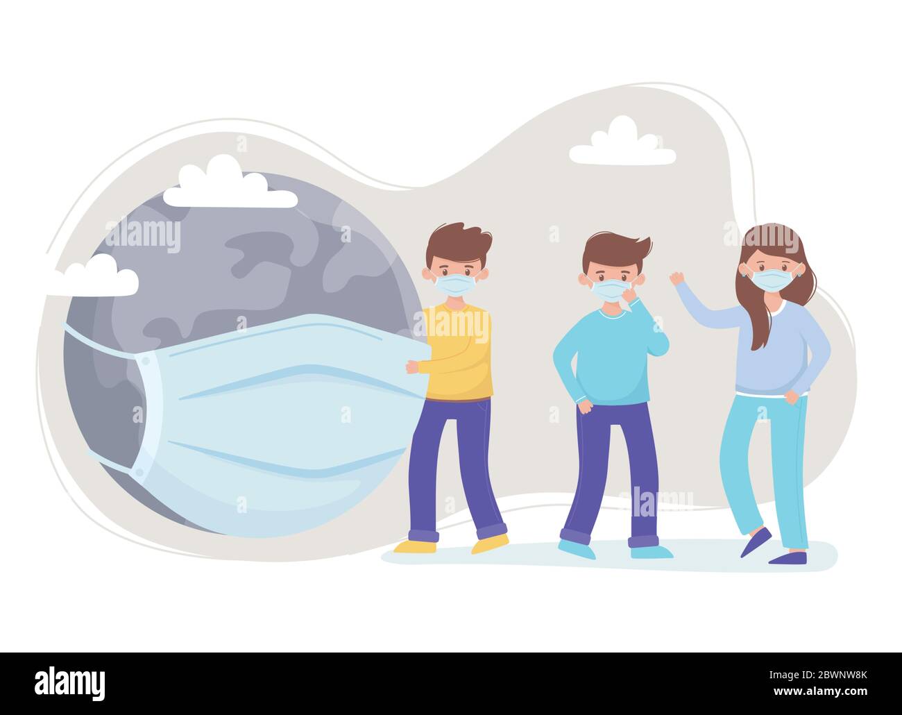 world and people medical mask, save the planet protection against ...