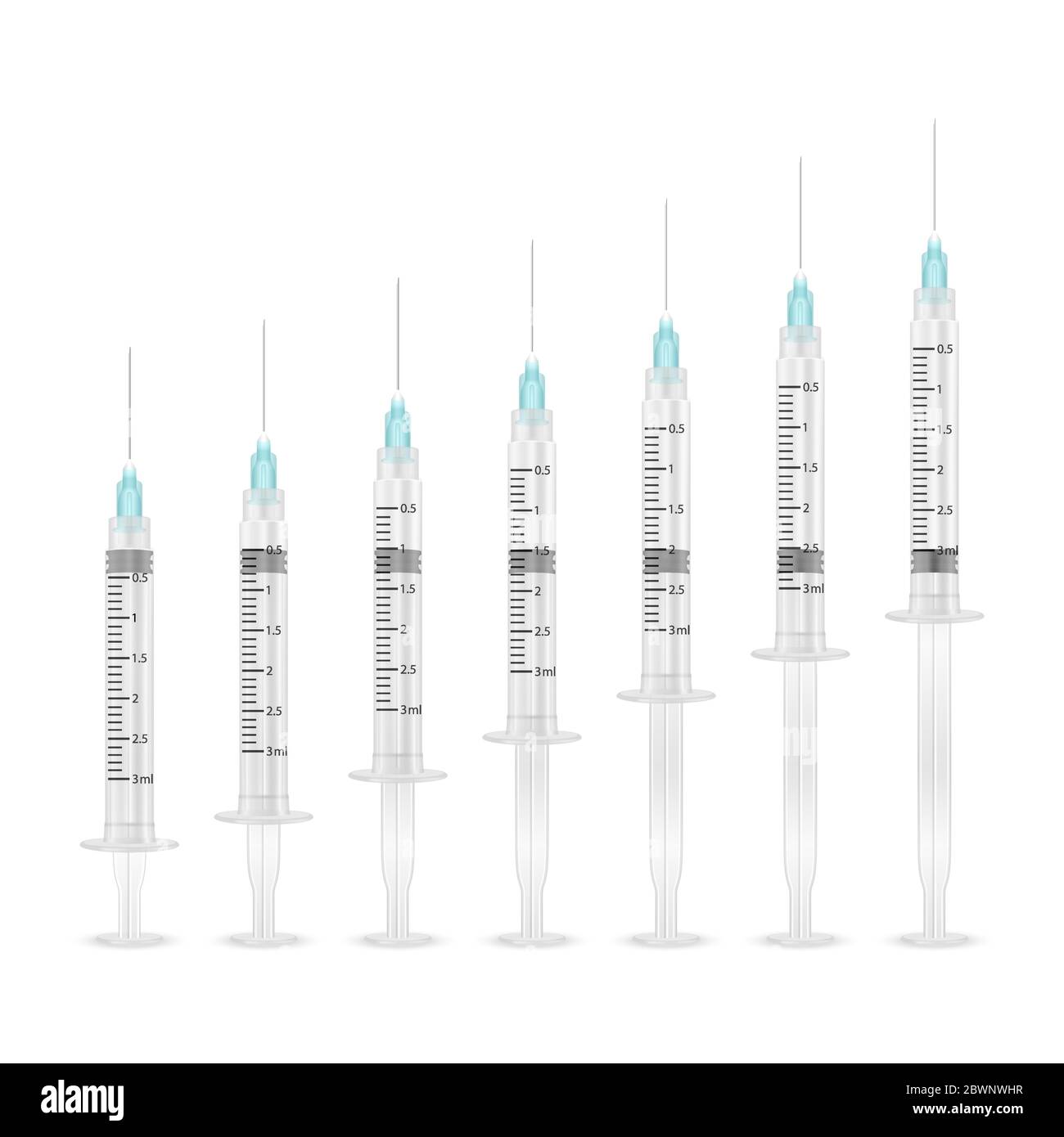 Vector 3d Realistic Blank Empty Syringe Icon Set Closeup Isolated on ...