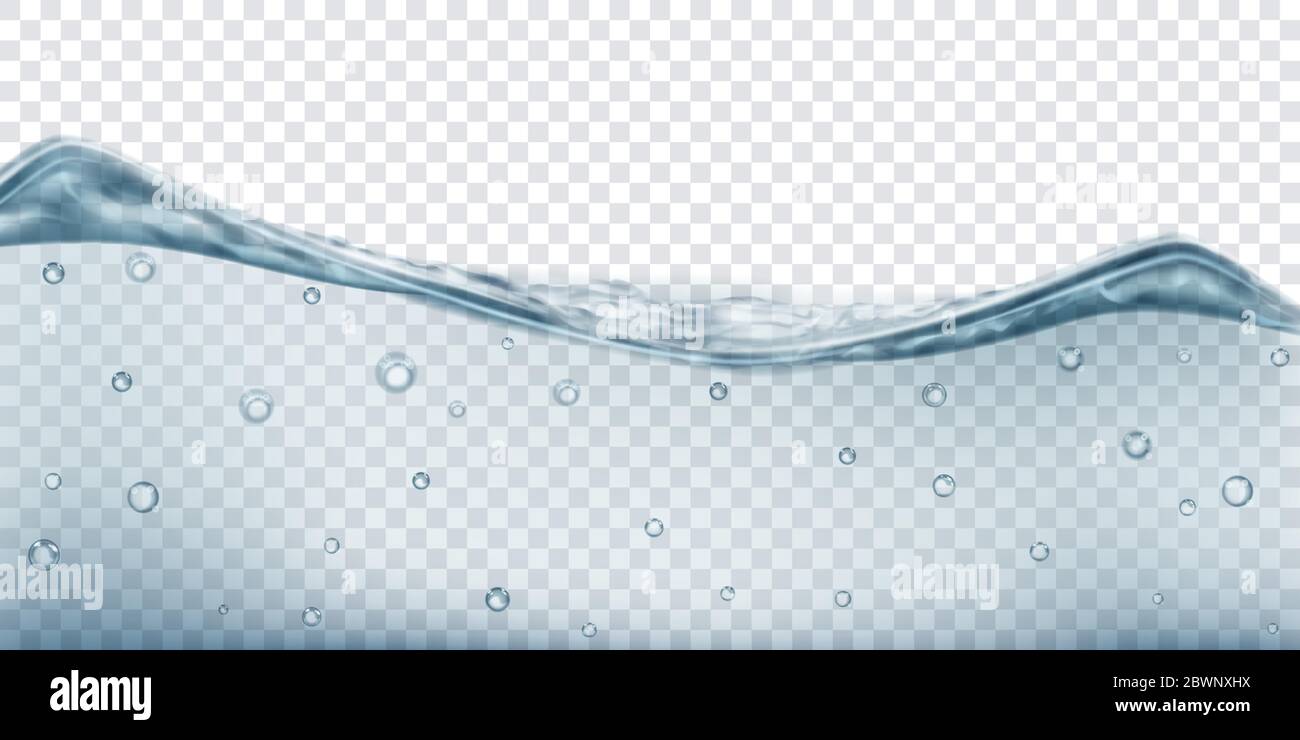 Translucent water wave in gray colors with air bubbles, isolated on ...