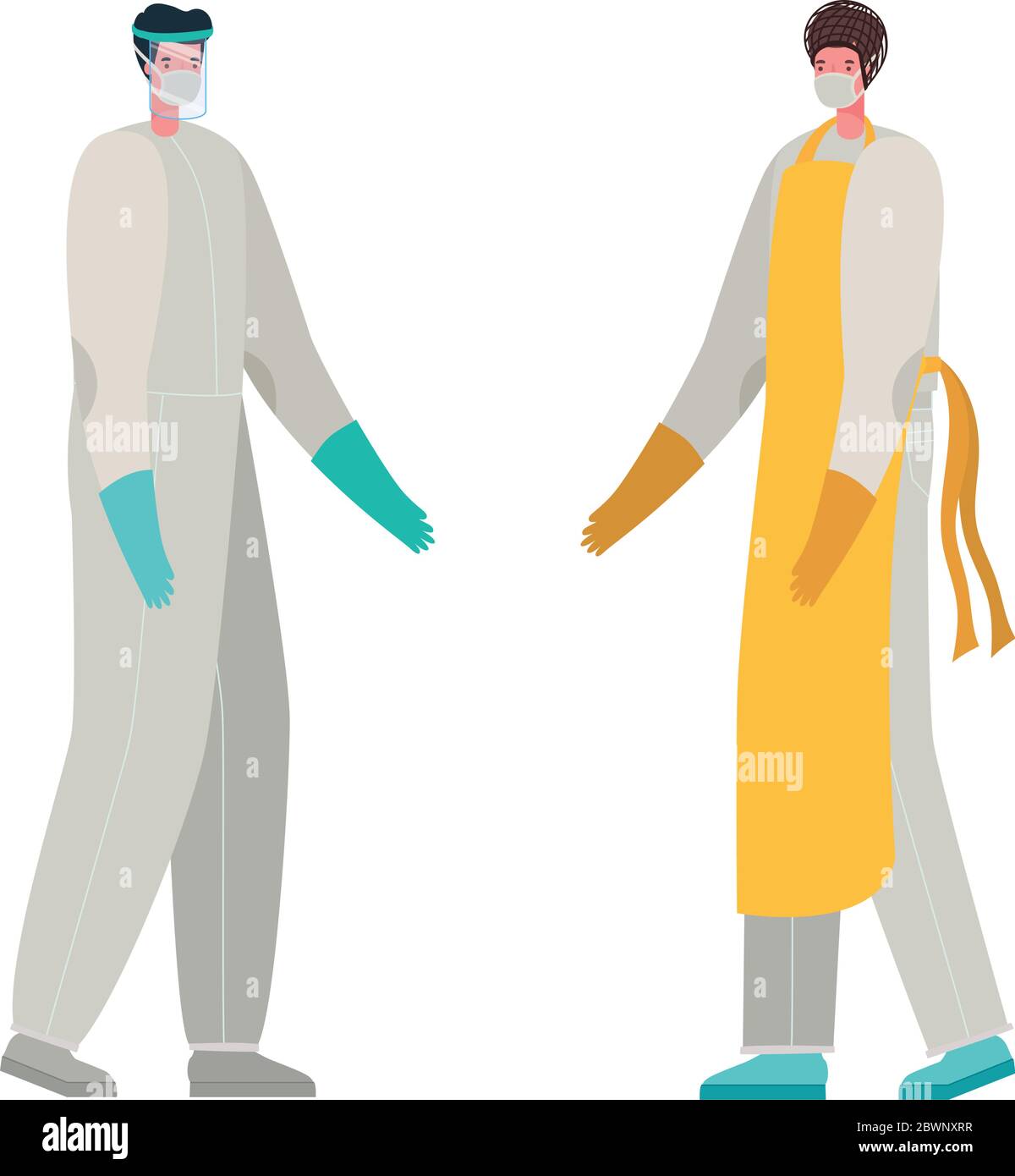 Cook man and doctor with protective suit and mask vector design Stock ...