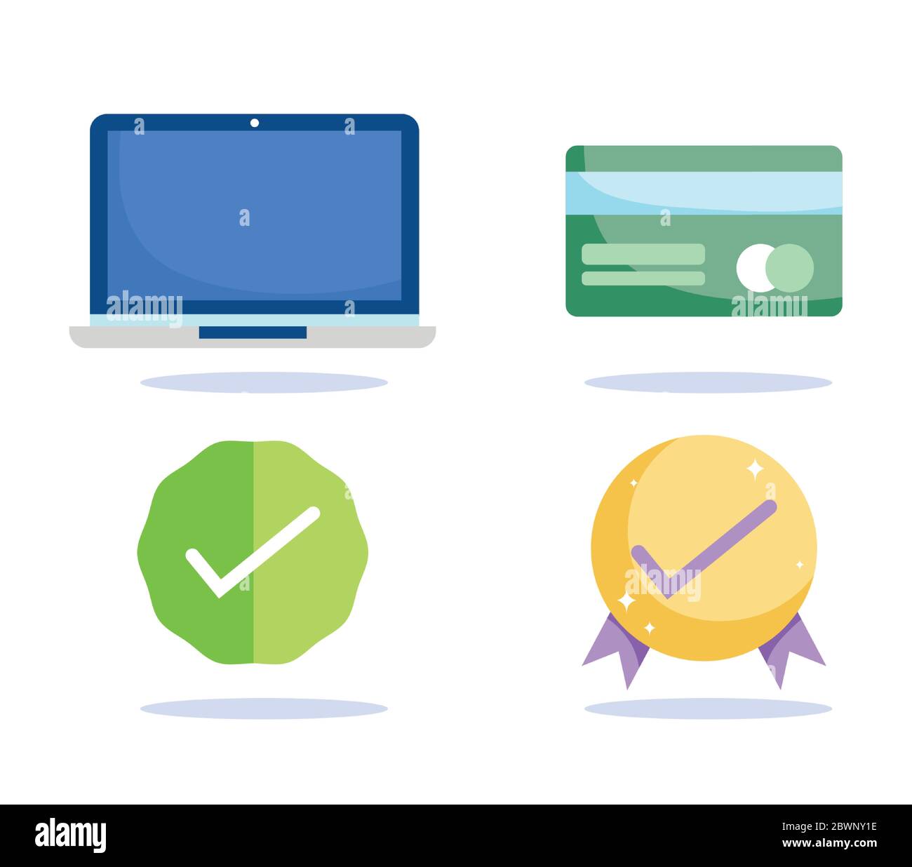 online payment, computer bank card credit money check mark, ecommerce ...