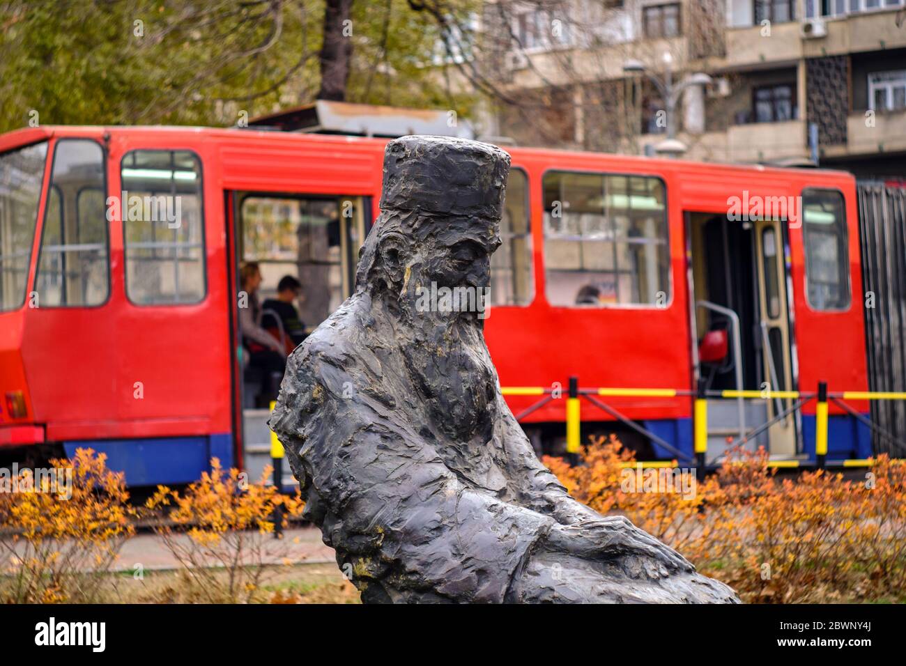 Belgrade / Serbia - December 21, 2019: Statue of Serbian Patriarch ...