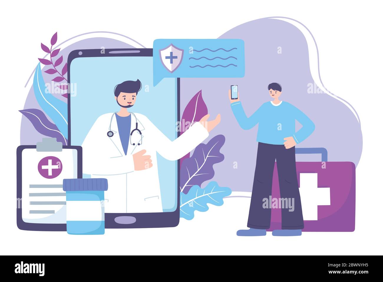 online doctor, smartphone practitioner and patient medical advice or ...