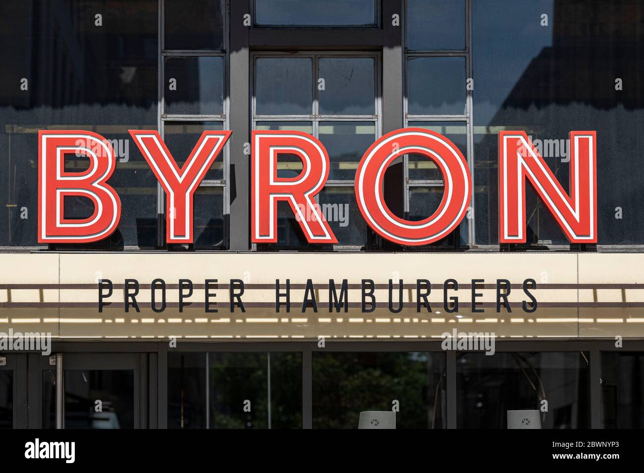 Byron logo at their restaurant in The Strand Stock Photo - Alamy