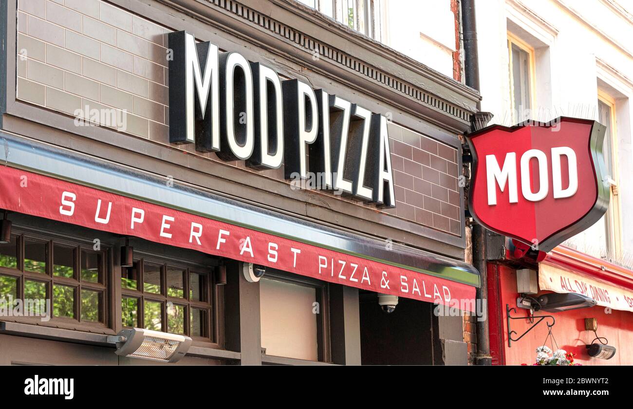 MOD Pizza logos on their restaurant in Leicester Square Stock Photo - Alamy