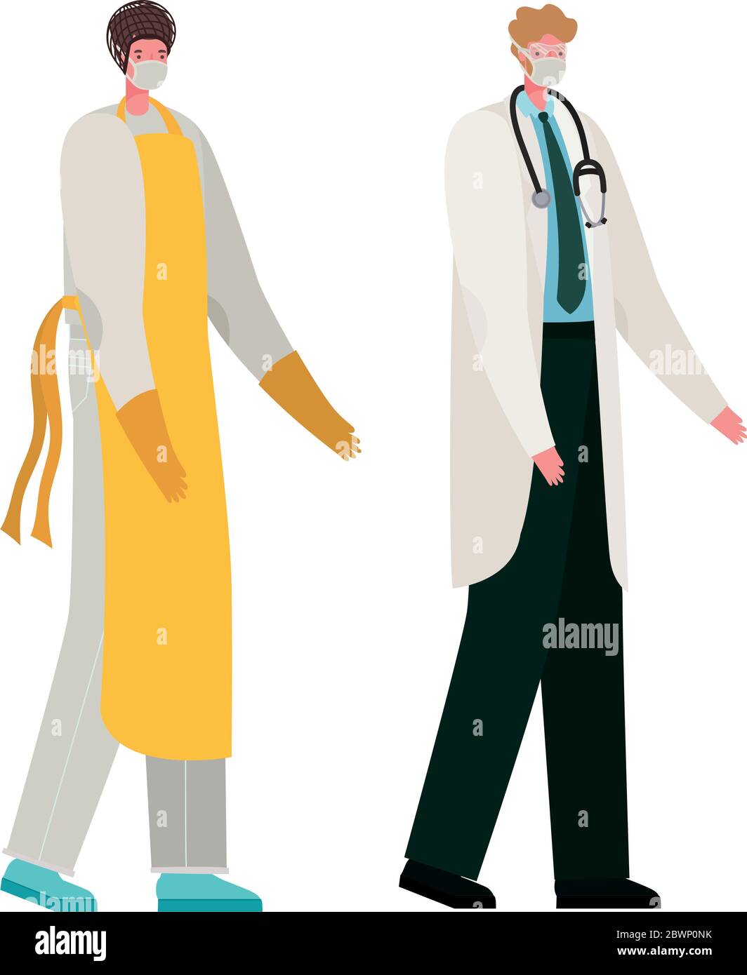 Isolated male doctor and cook with masks vector design Stock Vector ...