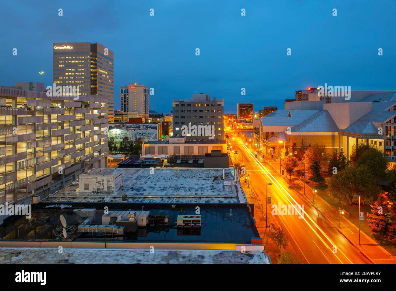 Anchorage downtown including Conoco Phillips building and Marriott ...