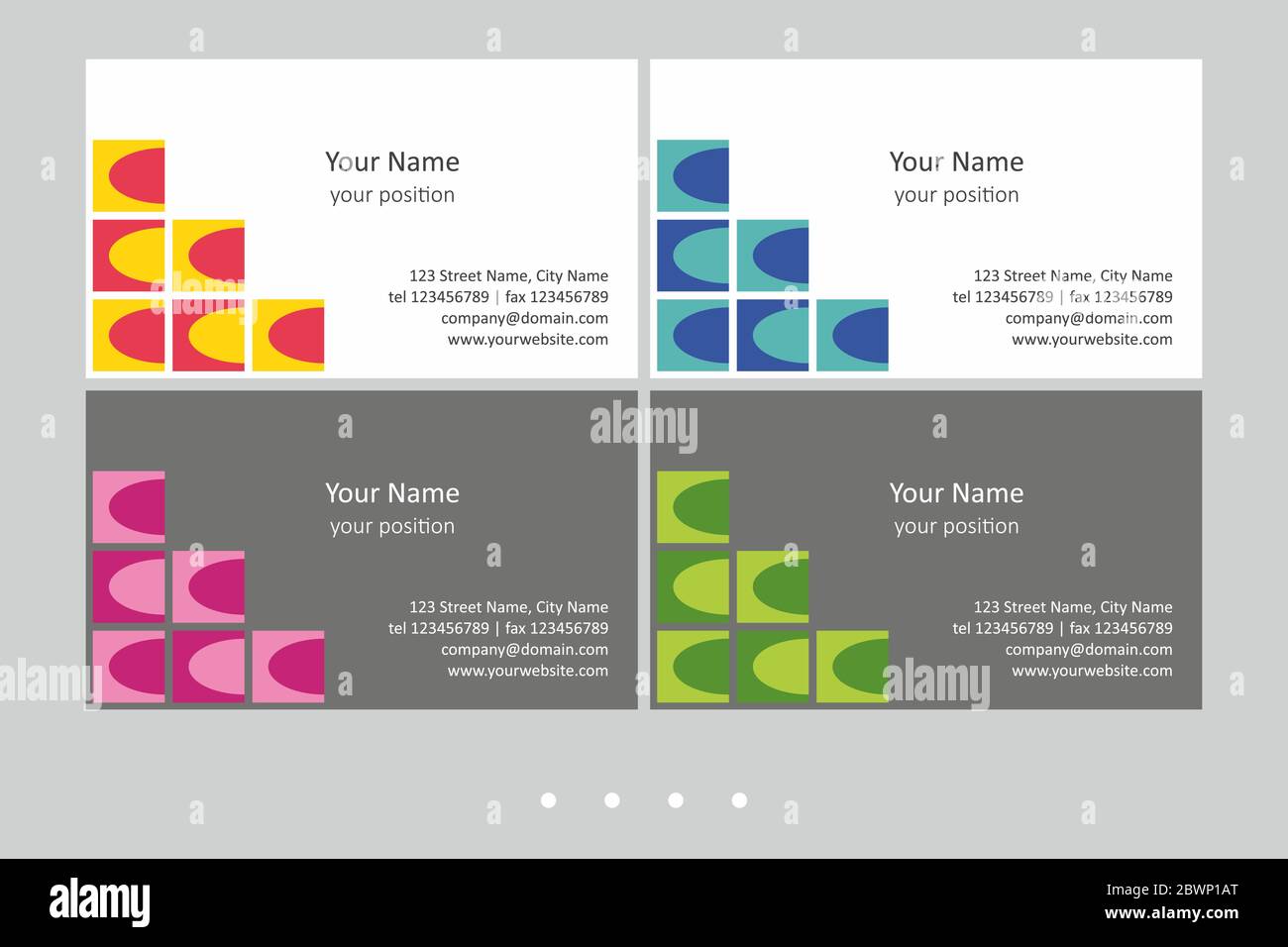 Set of multicolor business card templates. Simple geometric abstract ...