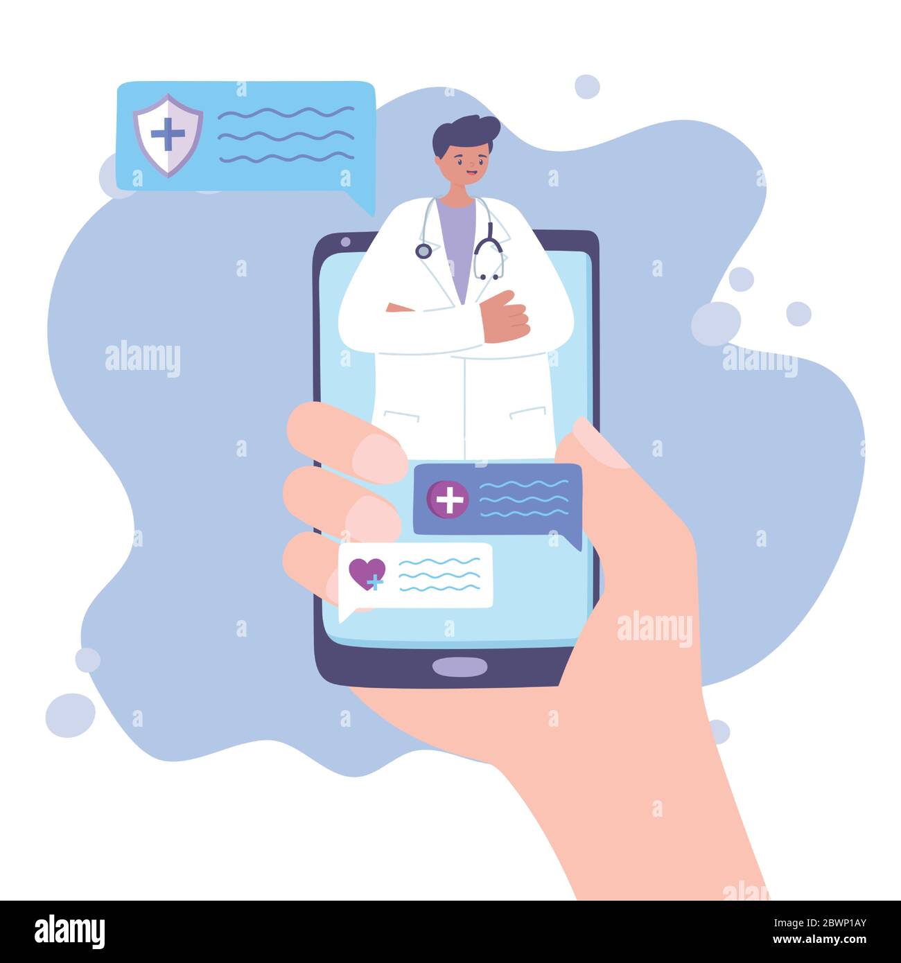 telemedicine, hand with smartphone doctor online support vector ...