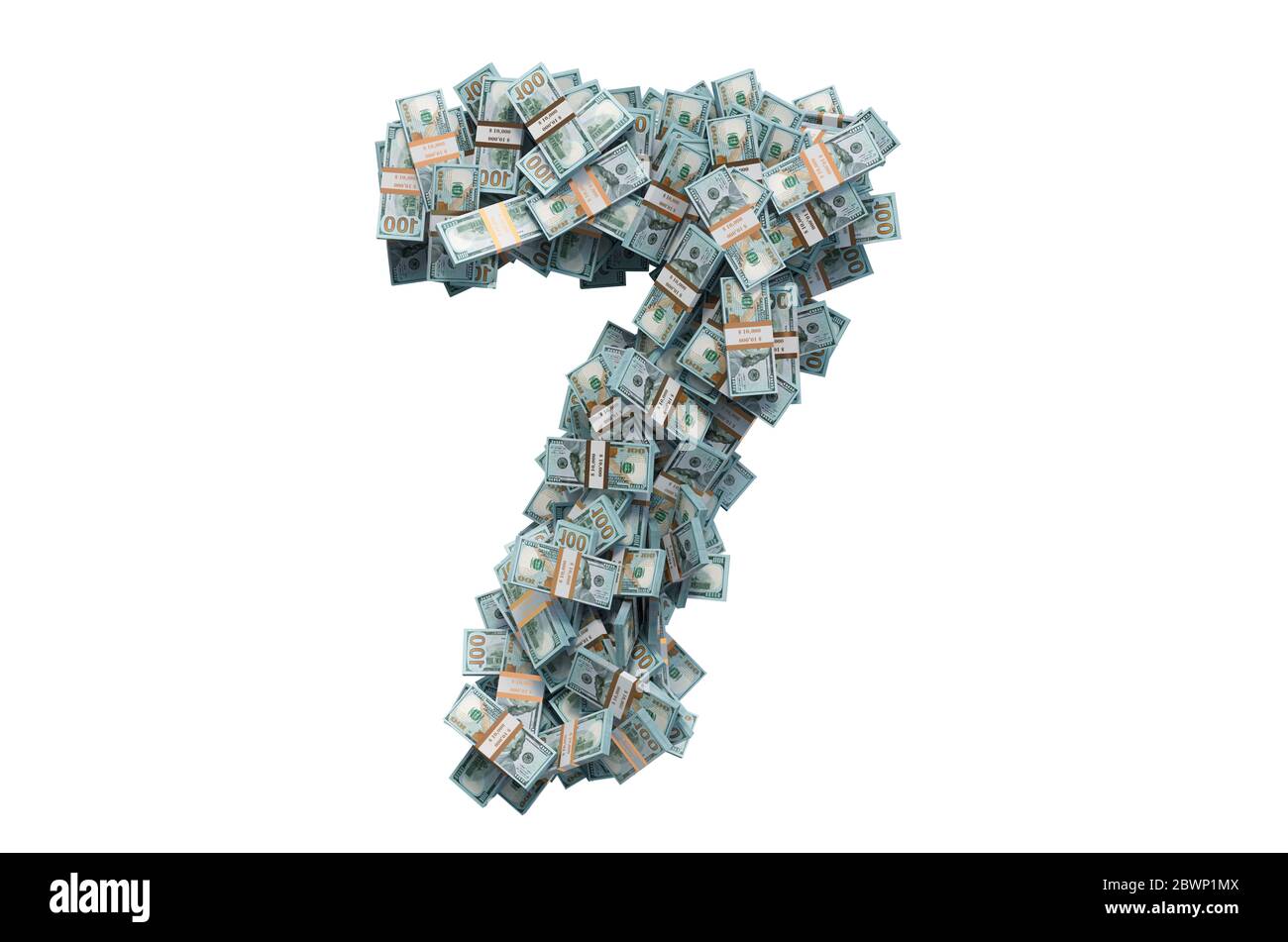 Number 7 from dollar packs. 3D rendering isolated on white background ...