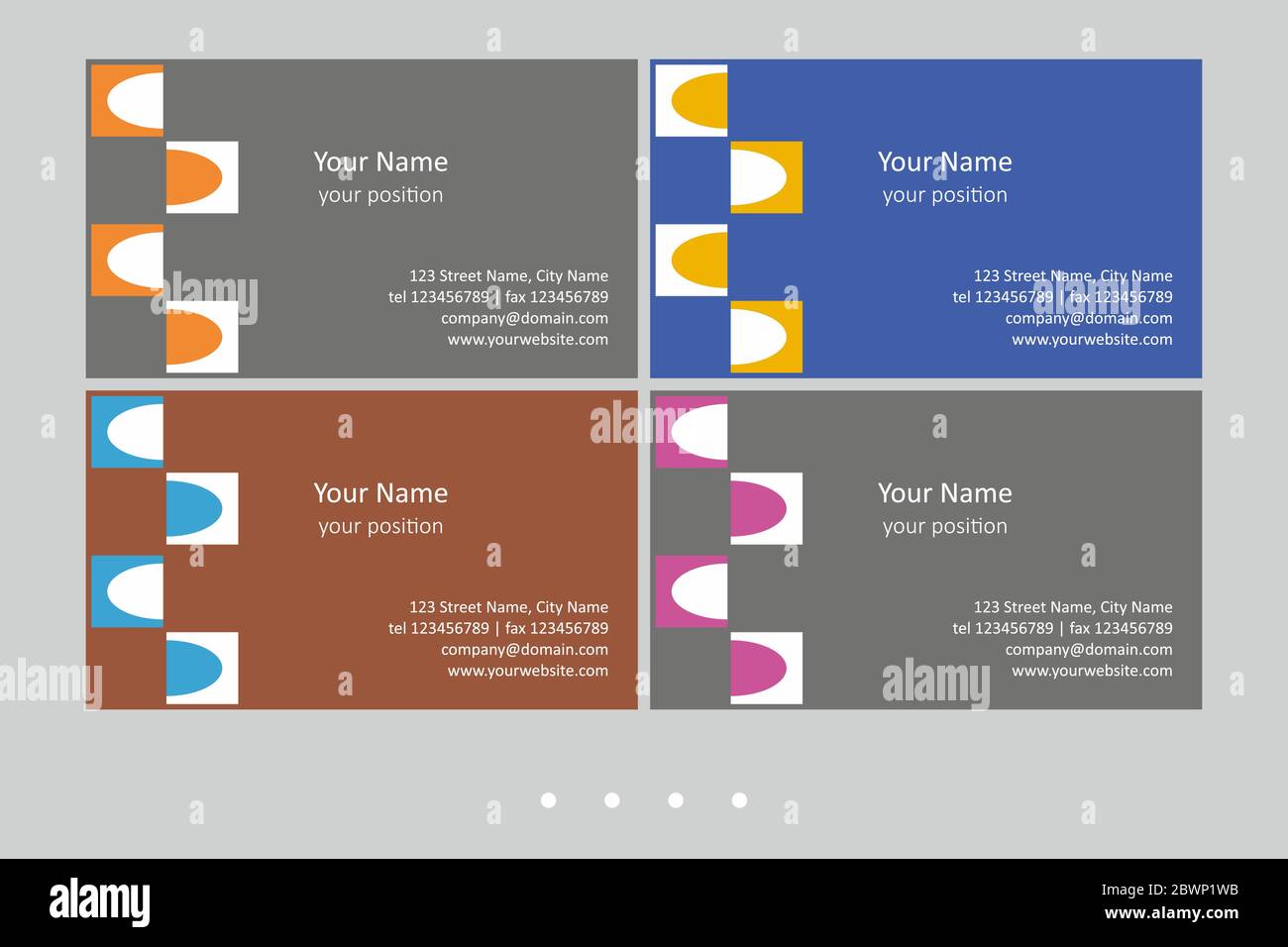 Set of multicolor business card templates. Simple geometric abstract ...