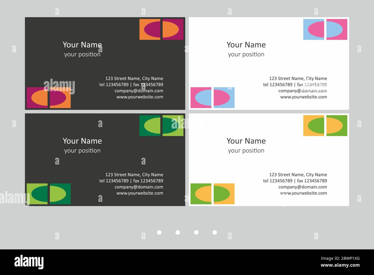 Set of multicolor business card templates. Simple geometric abstract ...