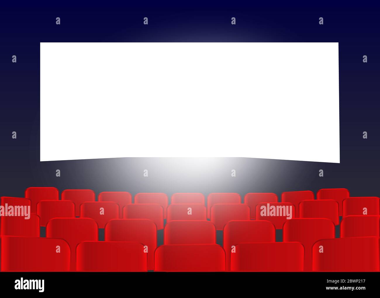 Cinema screen with red seats. Movie premiere poster design. Vector ...