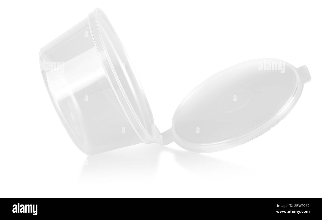 The Empty opened plastic container isolated on white background Stock ...