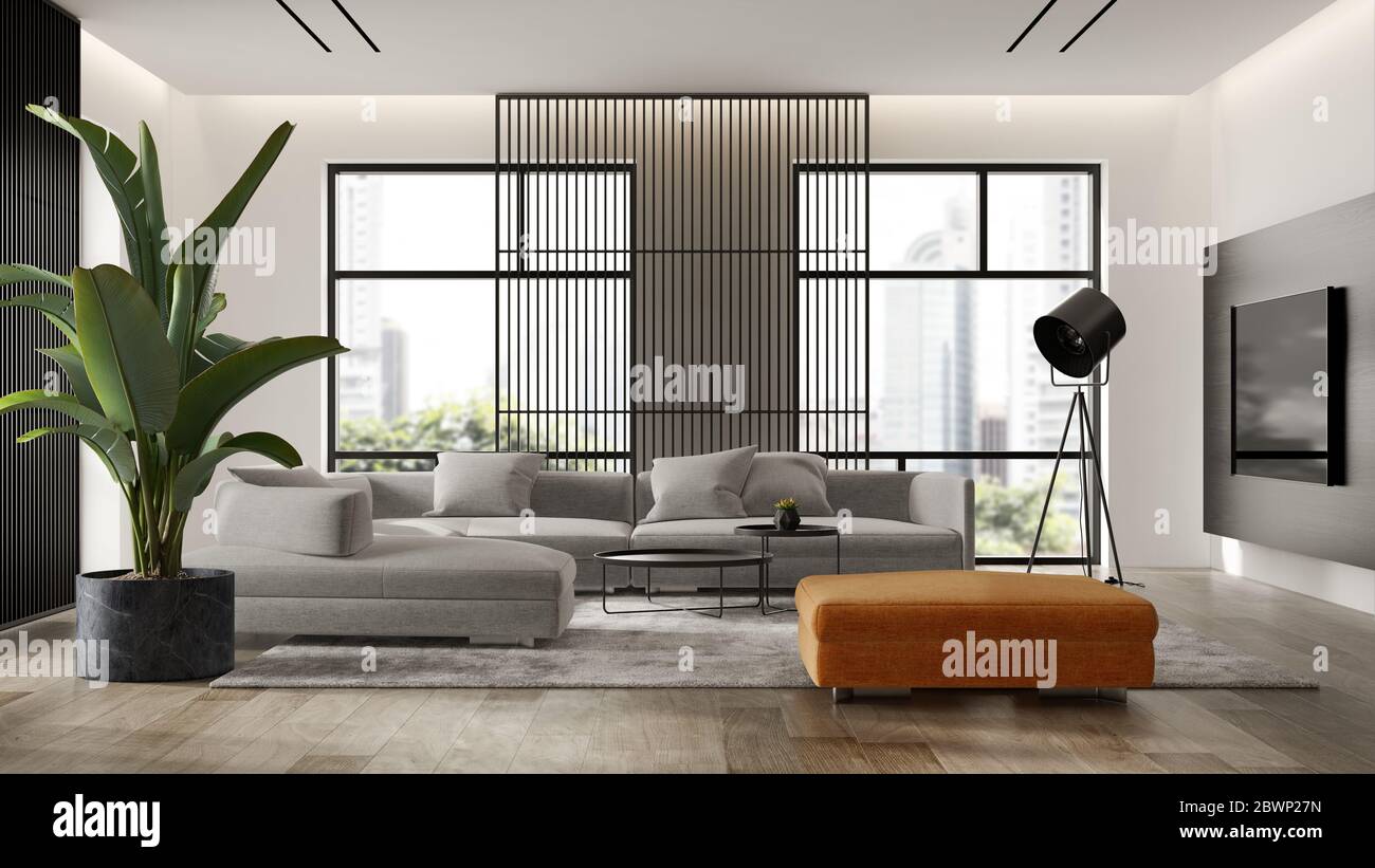 Minimalist Interior of modern living room 3D rendering Stock Photo - Alamy Minimalist Interior of modern living room 3D rendering Stock Photo - Alamy
