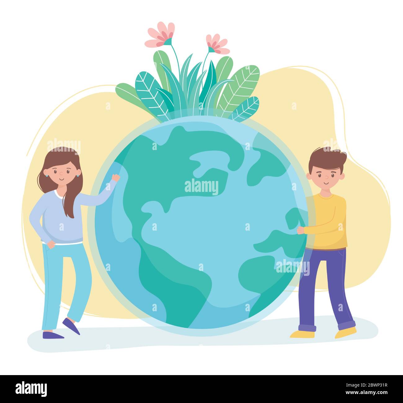Boy cartoon save earth icon hi-res stock photography and images - Alamy