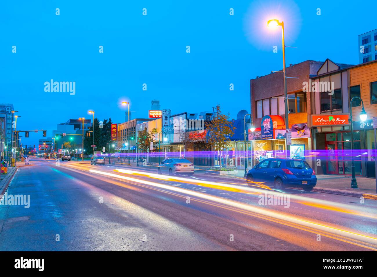 Alaska night city street hi-res stock photography and images - Alamy