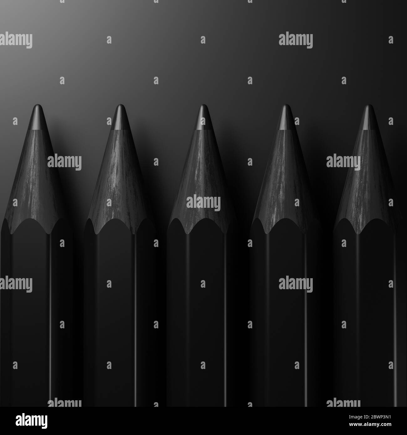 Black pencils on black background 3D rendering Stock Photo - Alamy