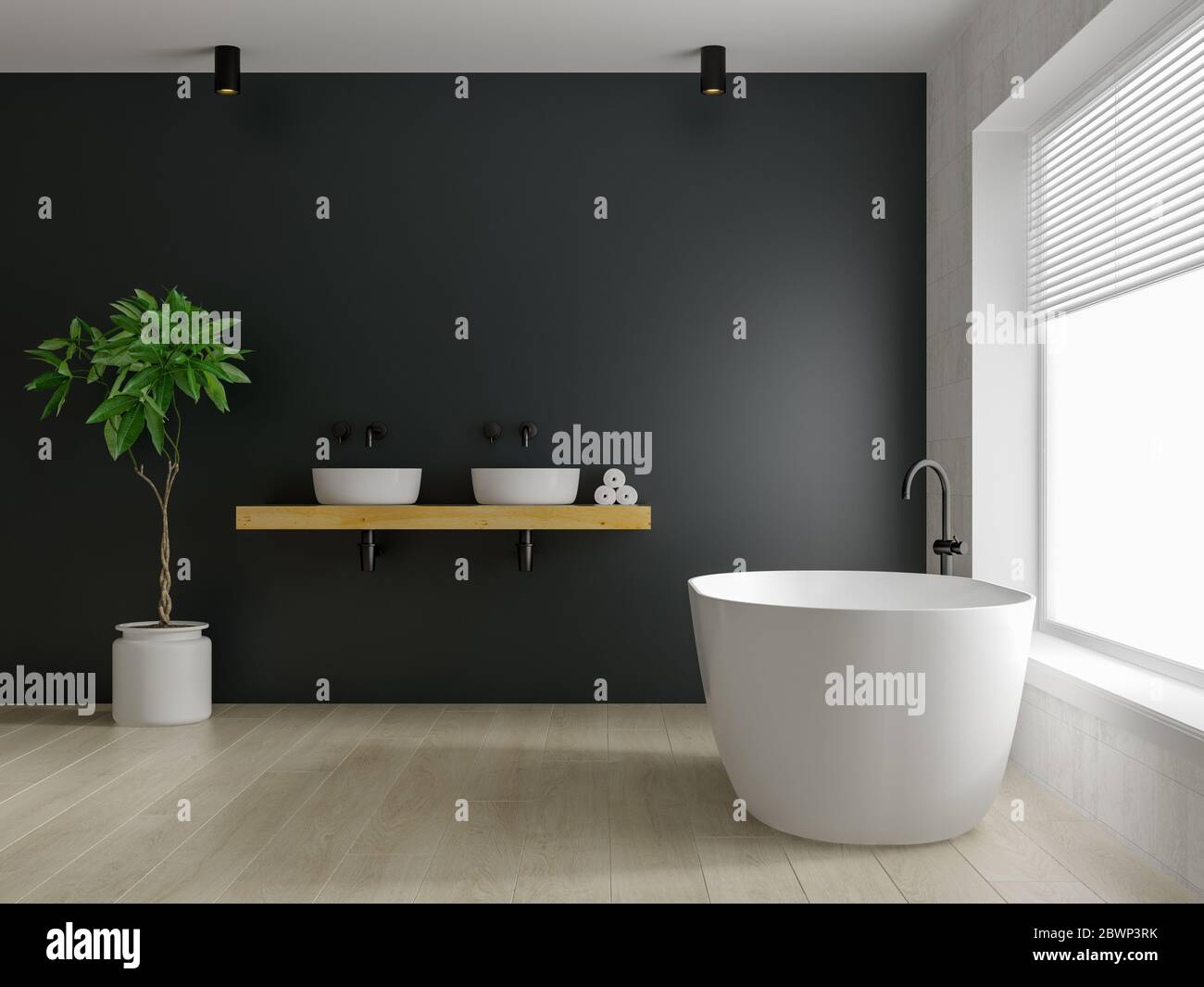 Interior modern bathroom 3D rendering Stock Photo - Alamy