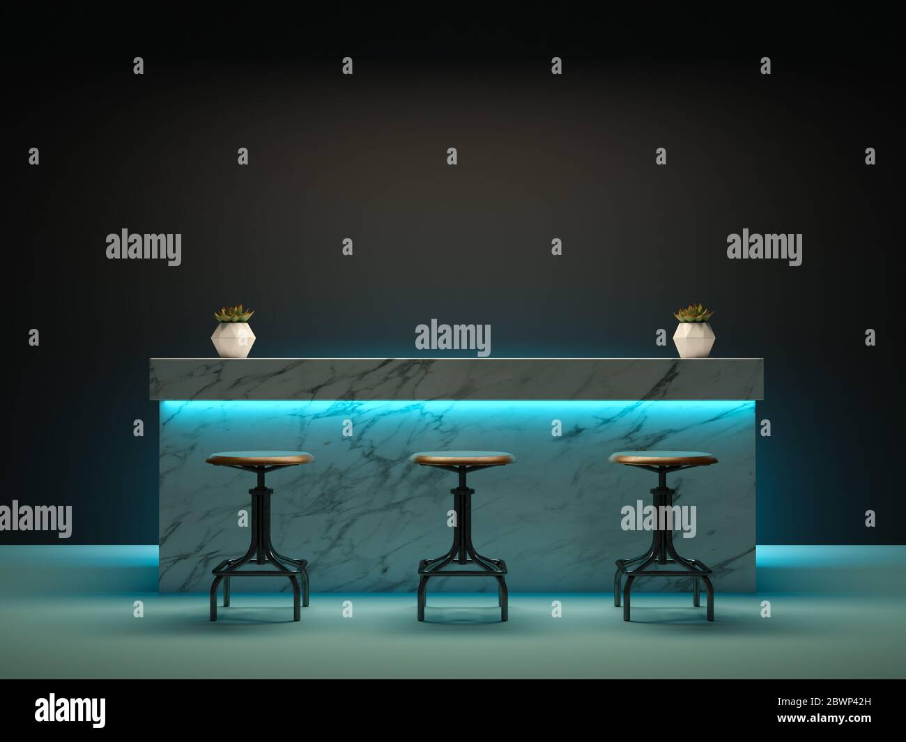 Interior room with bar counter 3D rendering Stock Photo - Alamy