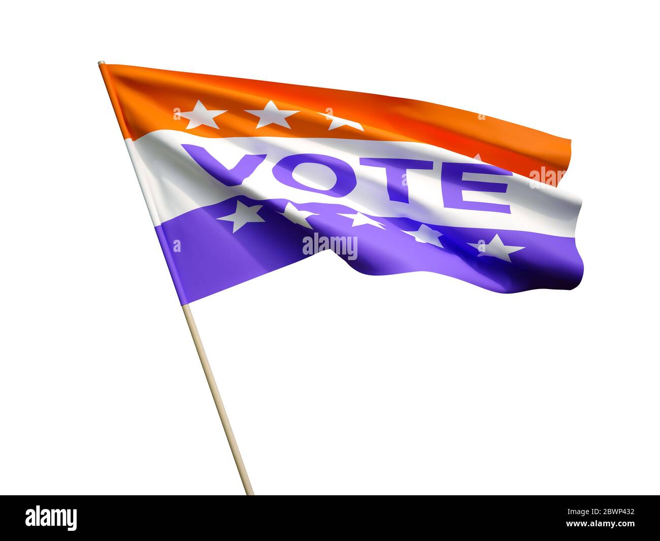 Waving Vote flag on white background 3D illustration Stock Photo - Alamy