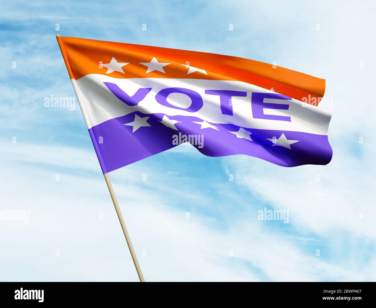 Waving Vote flag on sky background 3D illustration Stock Photo - Alamy