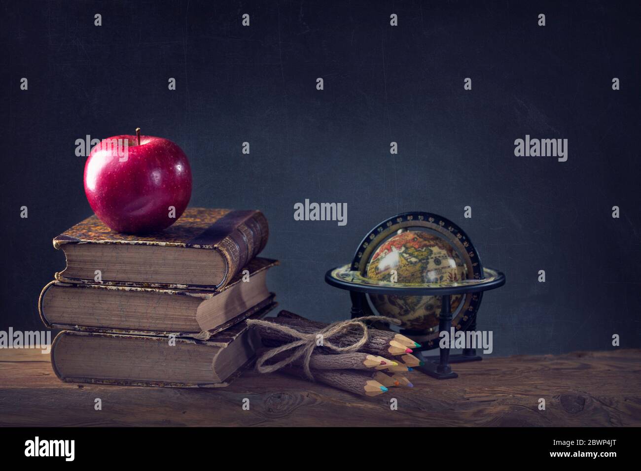 Back to School. Vintage still life with copy space Stock Photo - Alamy
